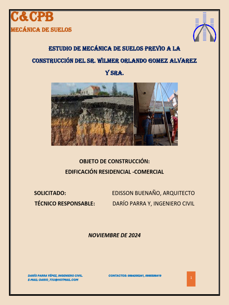 Informe Mecanica de Suelos Gomez | PDF | Fundación (Ingeniería) | Ingeniería geotécnica