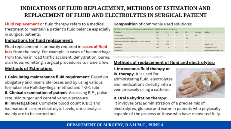 Fluid Replacement Therapy Overview | PDF