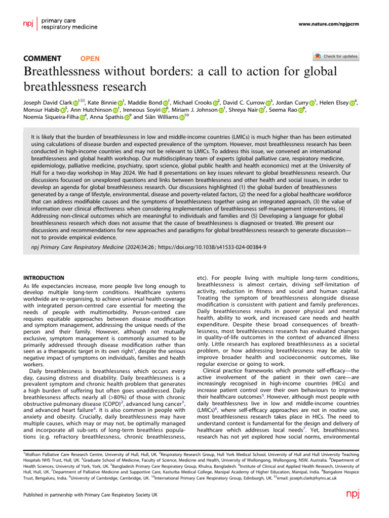 Breathlessness Without Borders | PDF | Chronic Condition | Global Health