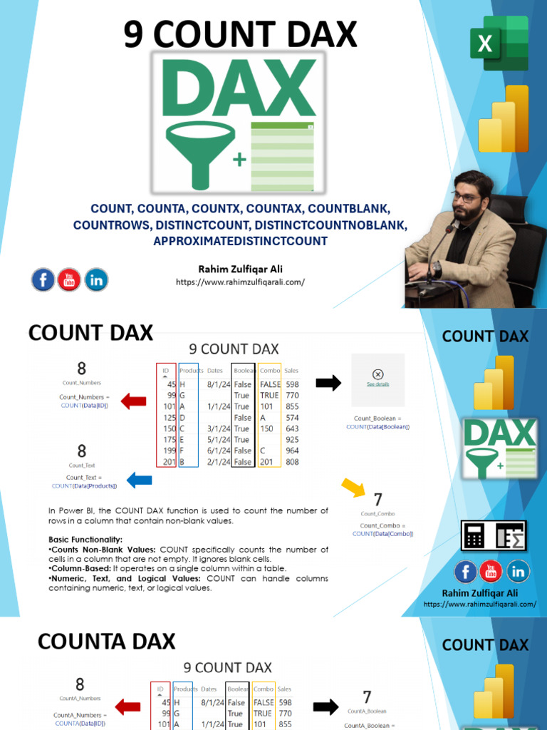 9 Different COUNT DAX Functions Category | PDF | Computer Data | Data