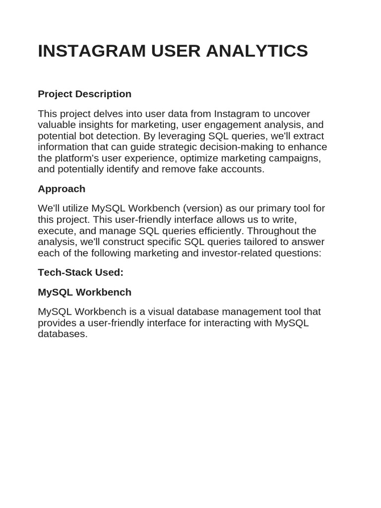 Instagram User Analytics Project Insights | PDF | My Sql | Databases