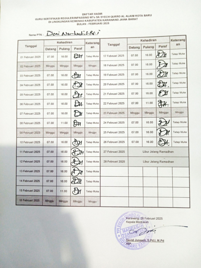 Absen Emis Feb 2025 Doni | PDF