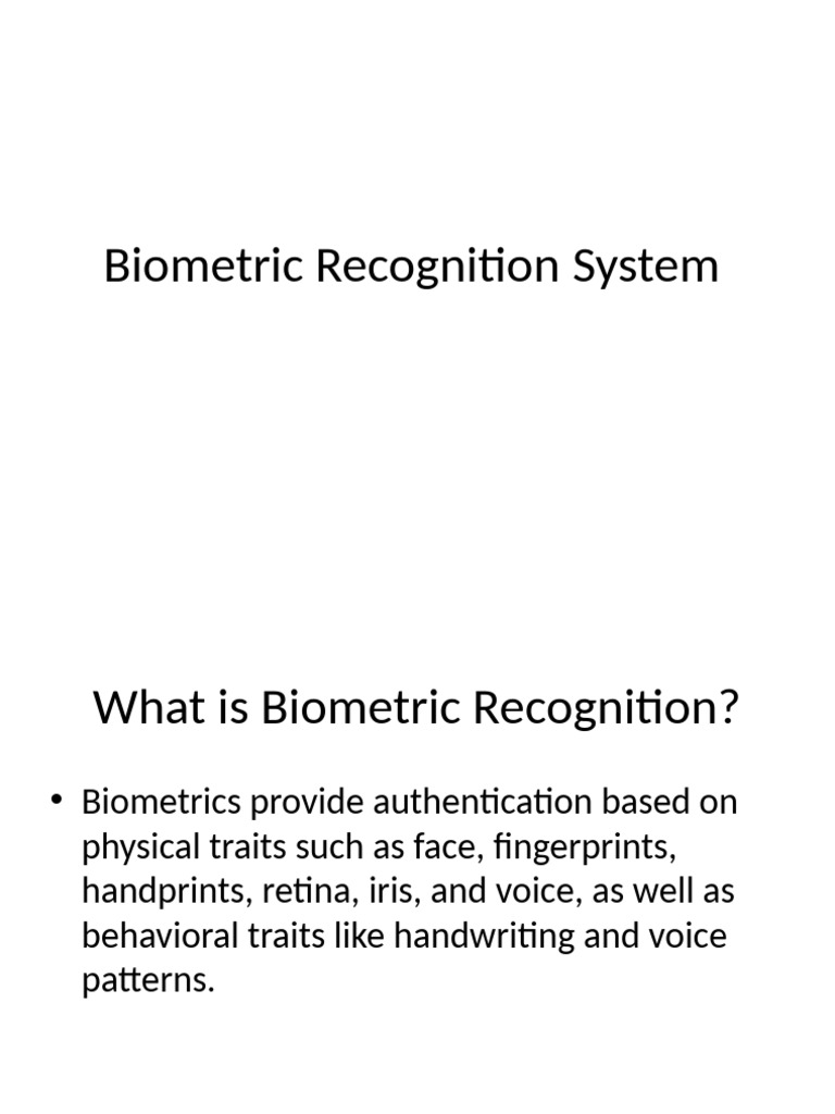 Biometric Recognition System Pdf