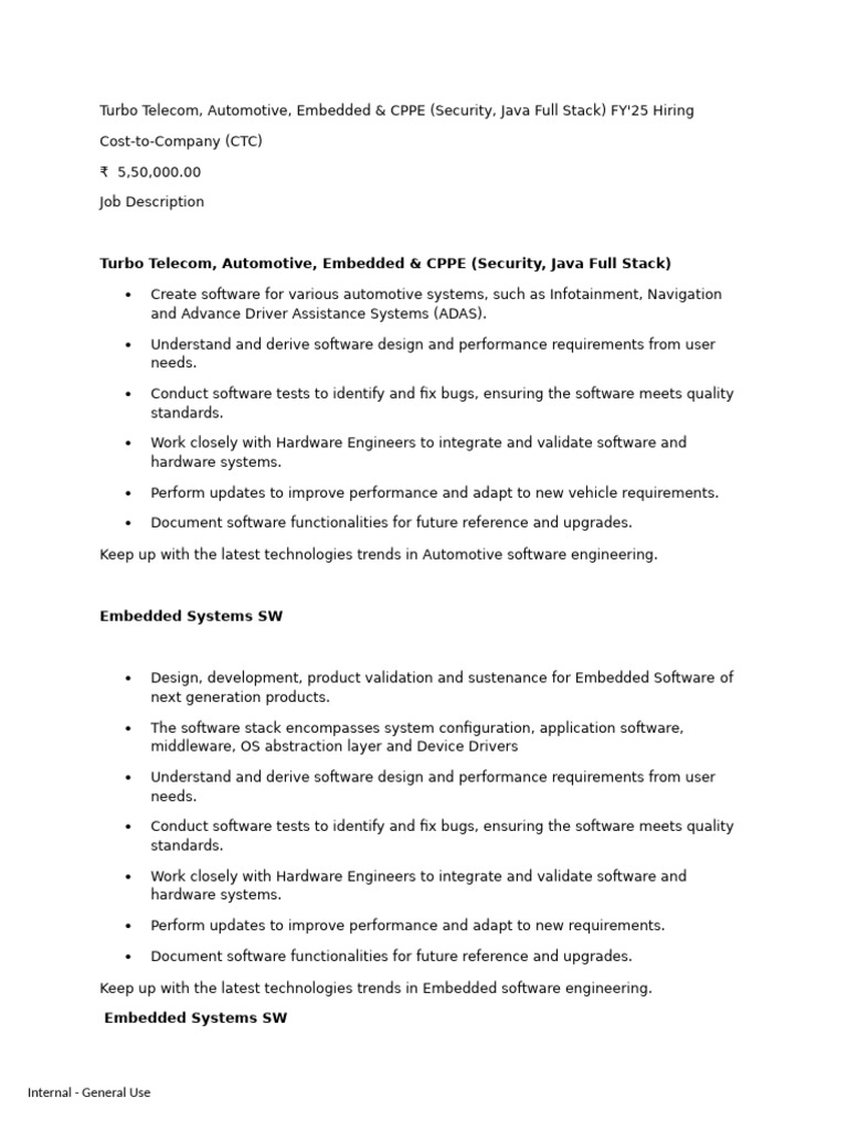 Turbo Telecom, Automotive, Embedded & CPPE Security, Java Full Stack ...