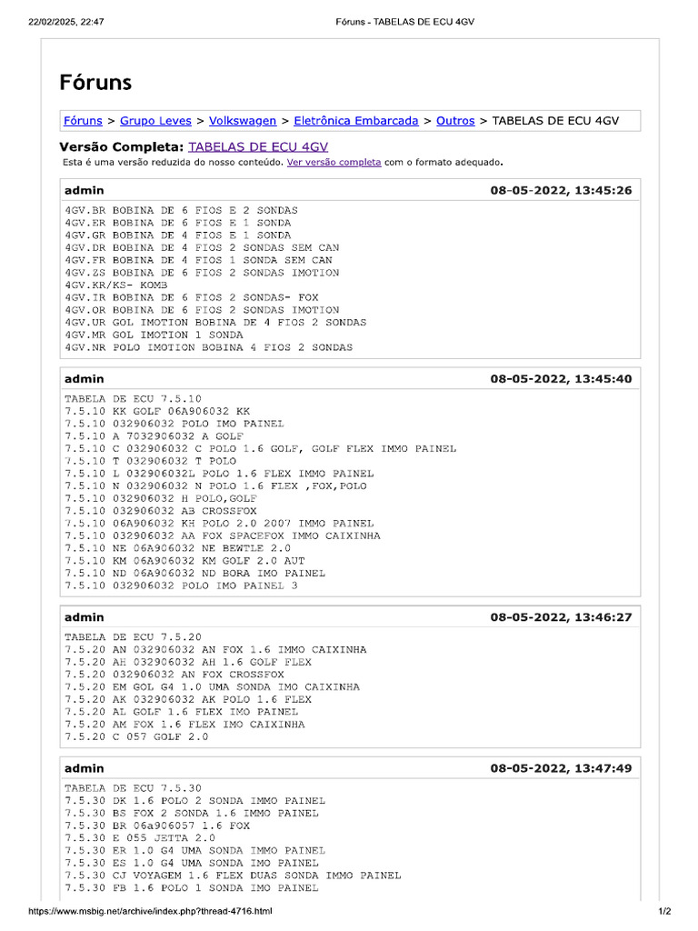 Tabelas de Ecu3 | PDF
