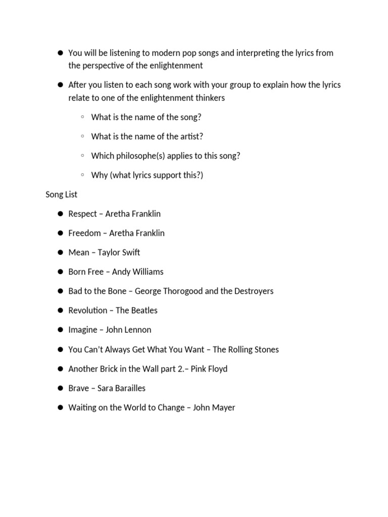 Enlightenment Song Activity (2) | PDF