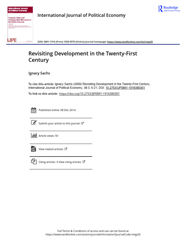 2 - SACHS, - I. - Revisiting - Development - in - Twenty-First - Century | PDF | Social ...