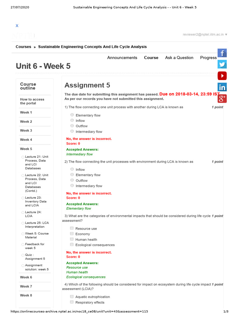 Noc18-Ce08 Week 05 Assignment 01 | PDF | Life Cycle Assessment | Waste