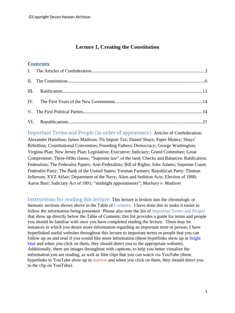 Understanding the U.S. Constitution Creation | PDF | United States Bill ...