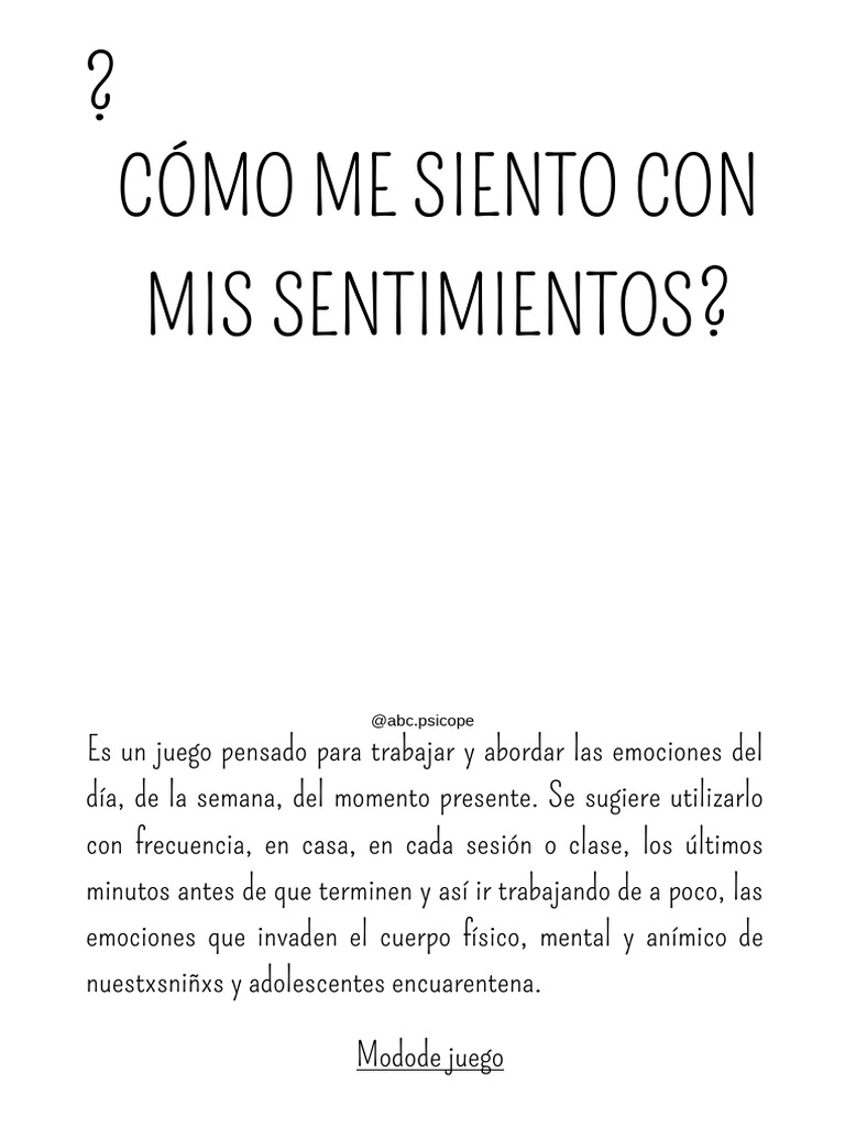 ¿Cómo Me Siento Con Mis Sentimientos - 1 | PDF