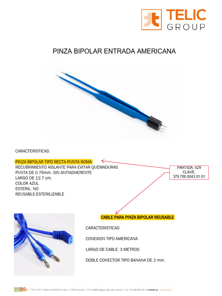 Pinza Americana Bipolar Recta 12.7 cm | PDF