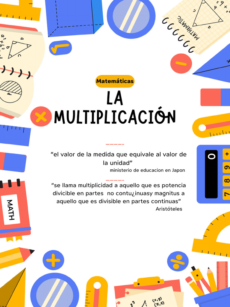 Documento A4 Portada de Matemáticas Ilustrado Multicolor | PDF