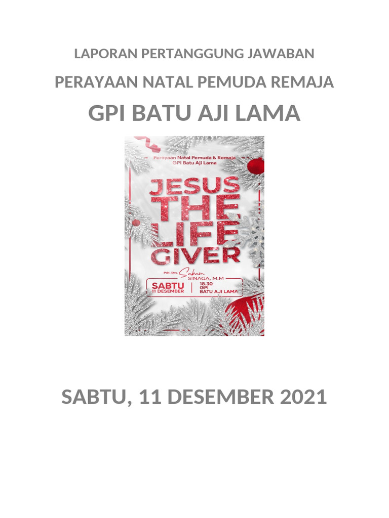 Laporan Pertanggungjawaban Natal GPI 2021 | PDF