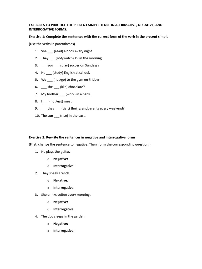 SIMPLE PRESENT - PRACTICE #1 | PDF