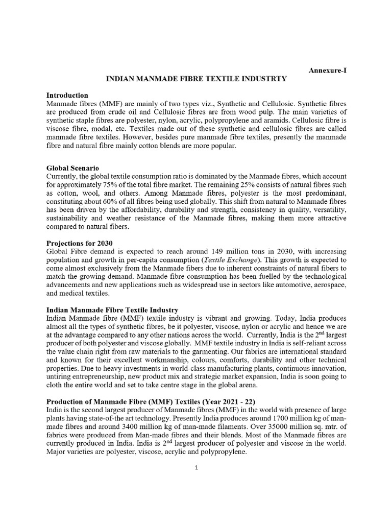 Indian Manmade Fibre Textile Industry | PDF