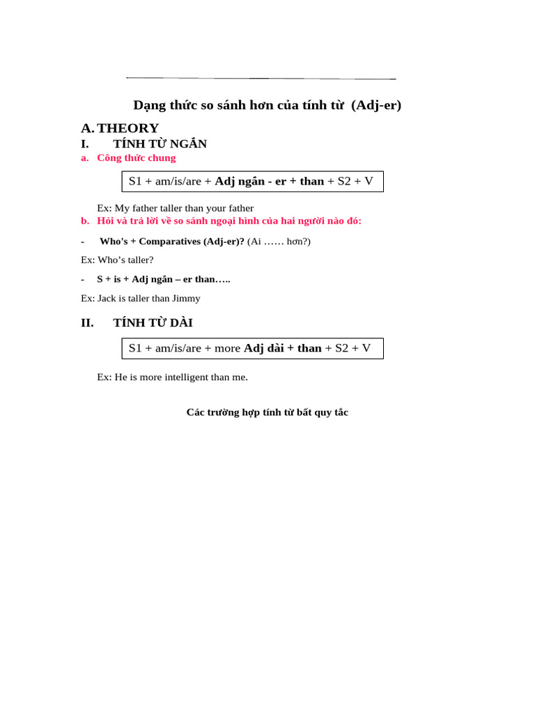 D NG TH C So Sánh Hơn C A Tính T | PDF