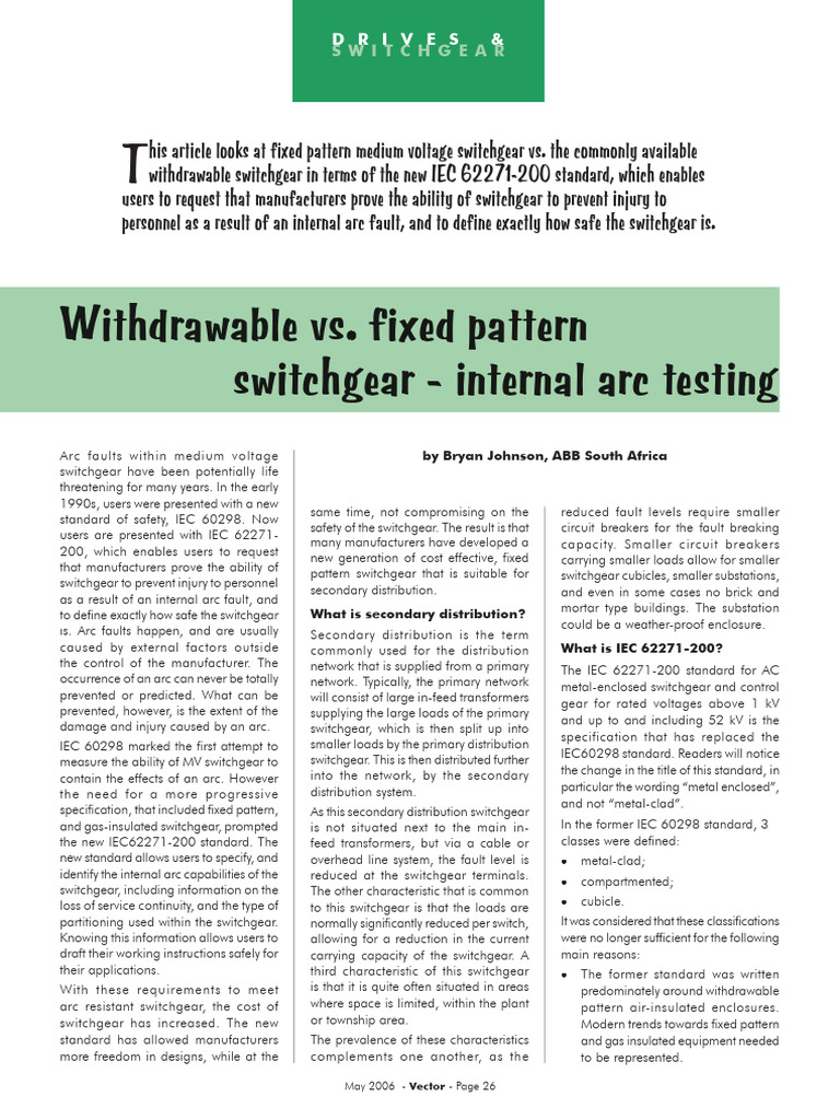 Withdrawable vs. Fixed Pattern Switchgear | PDF | Electric Power ...
