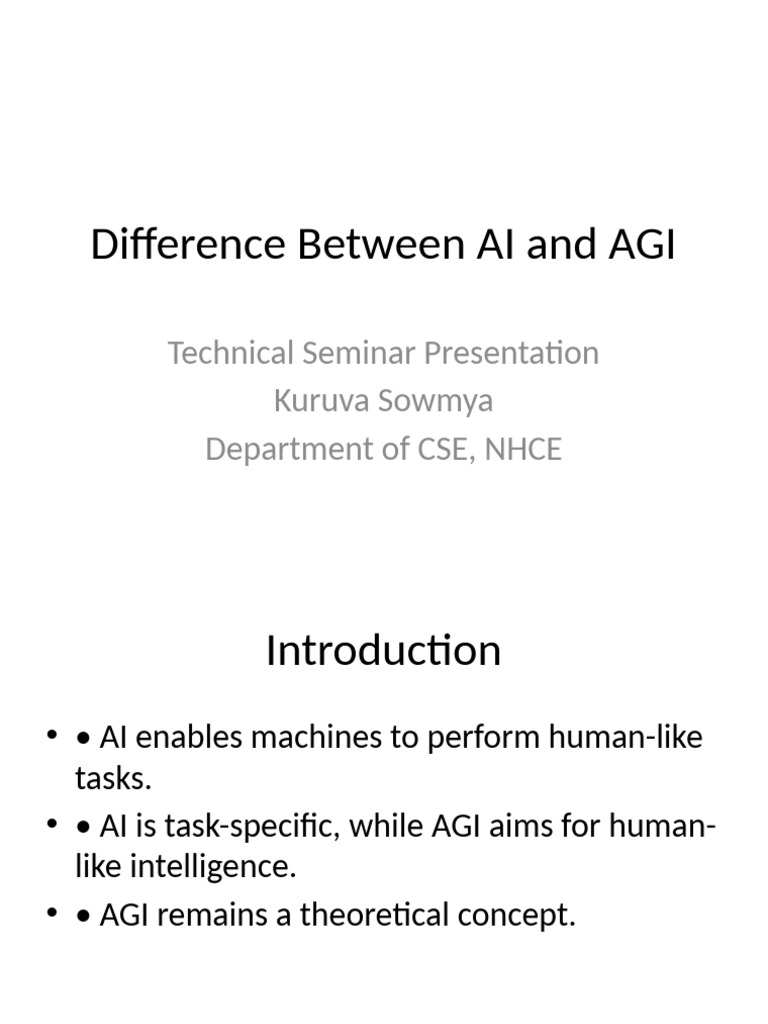 Difference Between AI and AGI | PDF