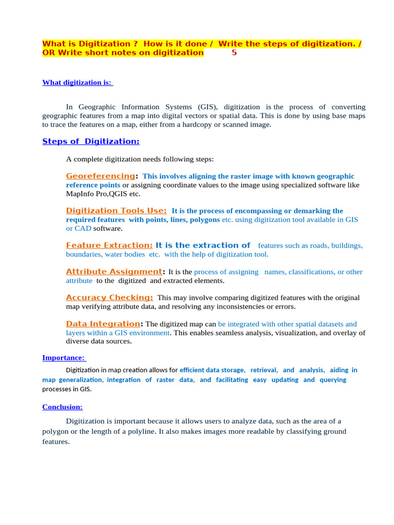 Steps in Geographic Digitization Process | PDF