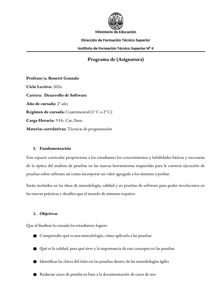 2C2024_Bonetti_Metodología de Pruebas de Sistemas_Desarrollo de Software | PDF | Software ...
