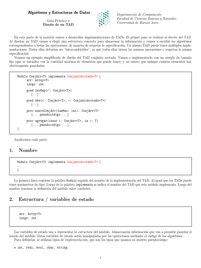 Disenio Tads | PDF | Algoritmos | Variable (informática)