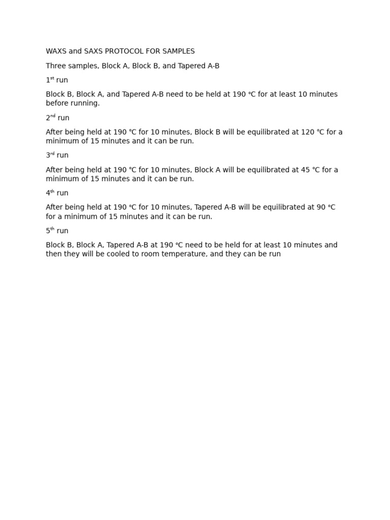 Waxs and Saxs Protocol for Samples | PDF