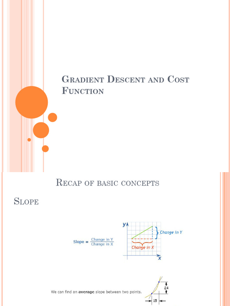 Gradient Descent and Cost Function.pptx | PDF | Slope | Derivative