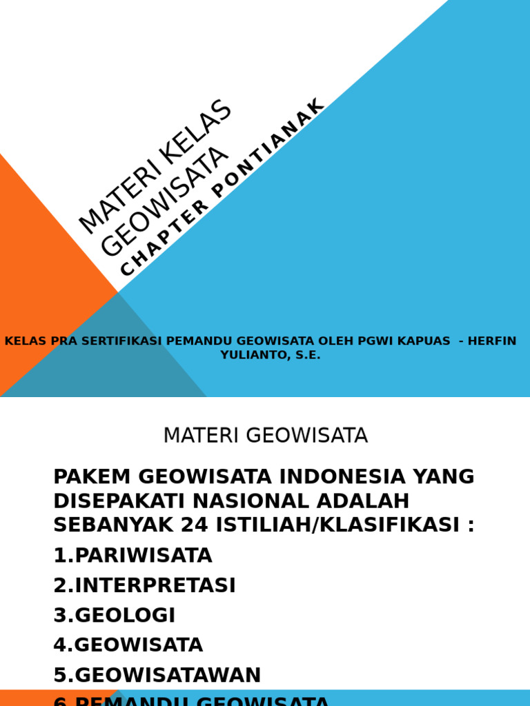Kelas Pra Sertifikasi Pemandu Geowisata | PDF