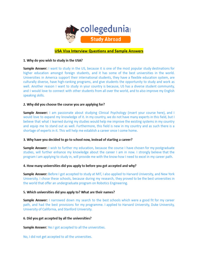 US Mock Interview Questions and Sample Answers | PDF | Cost Of Living ...