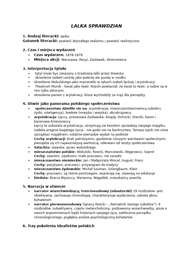 lalka sprawdzian | PDF