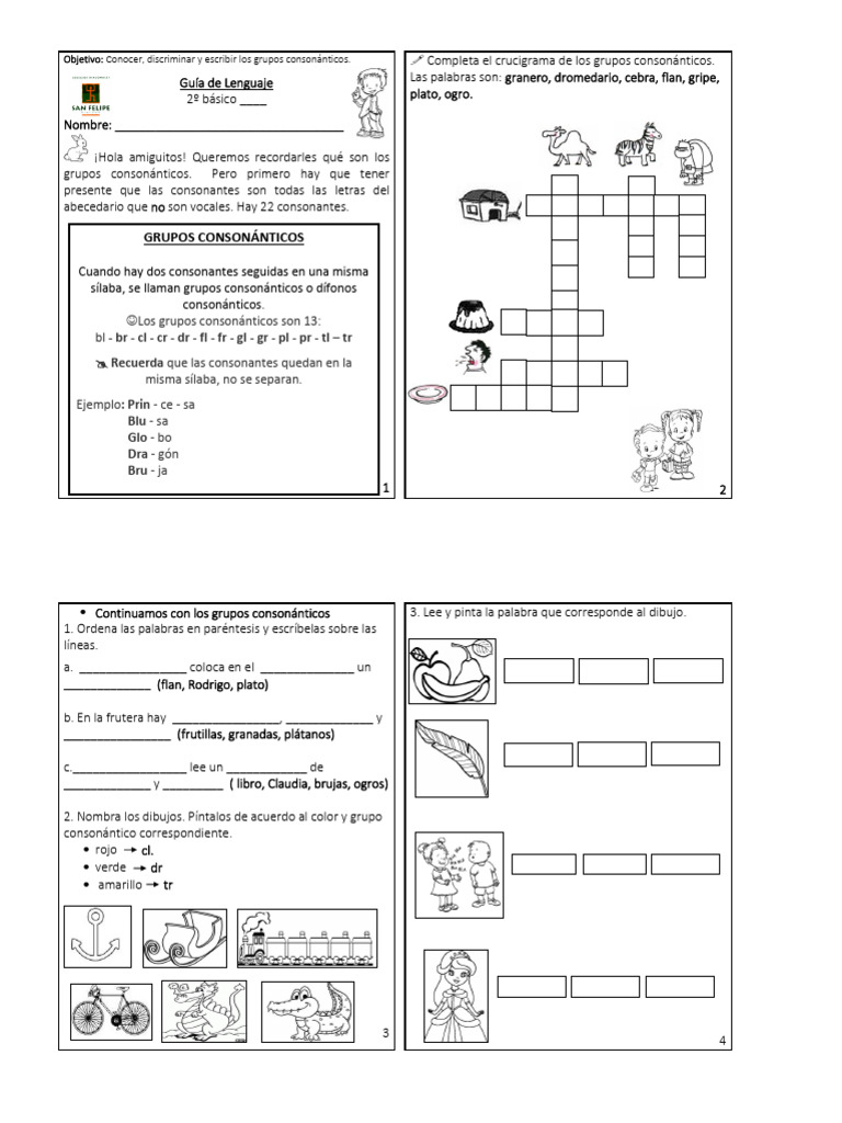 Guía de Grupos Consonánticos | PDF