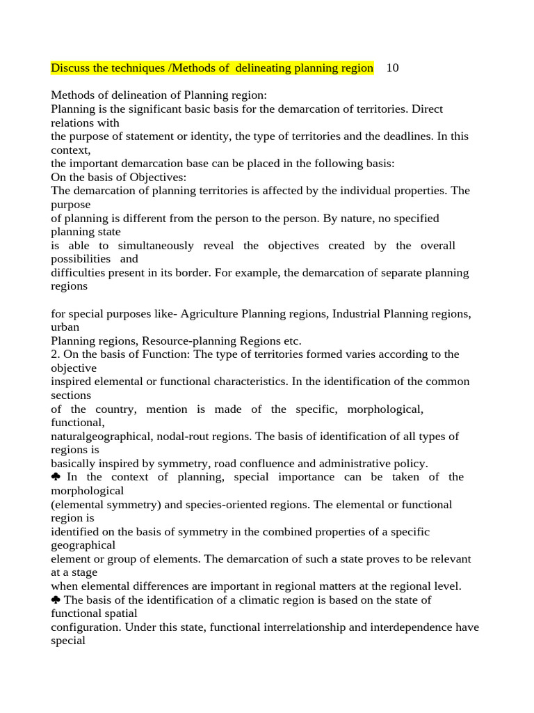 Techniques for Planning Region Delineation | PDF | Area | Quantitative ...