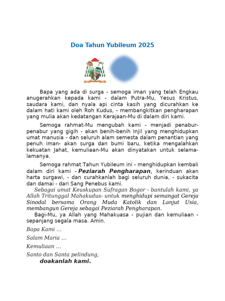 Doa Tahun Yubileum 2025 | PDF