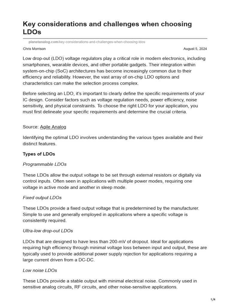 LDO Line Regulation Design Insights | PDF | Manufactured Goods ...