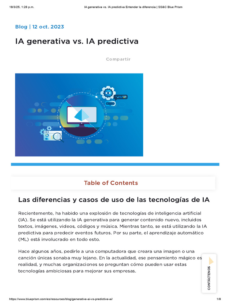 Diferencias entre IA Generativa y Predictiva | PDF | Inteligencia ...