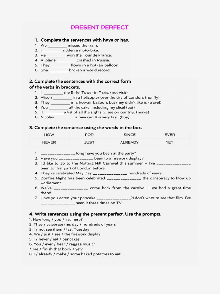 Present Perfect - A2 2 | PDF