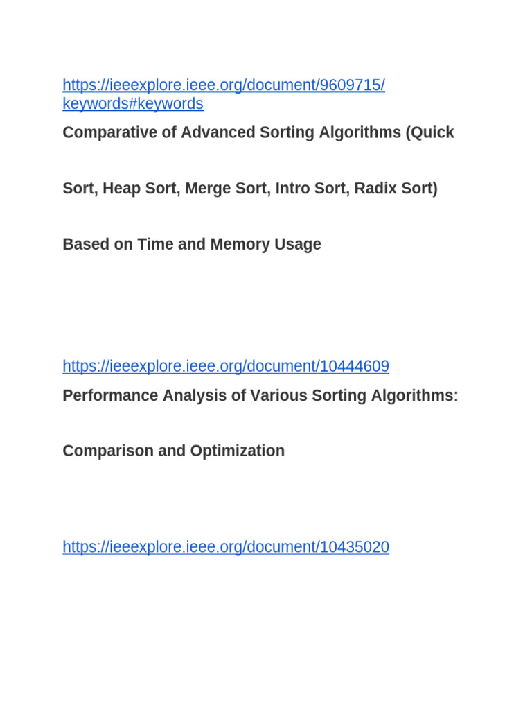 Efficient Sorting Algorithms Analysis | PDF