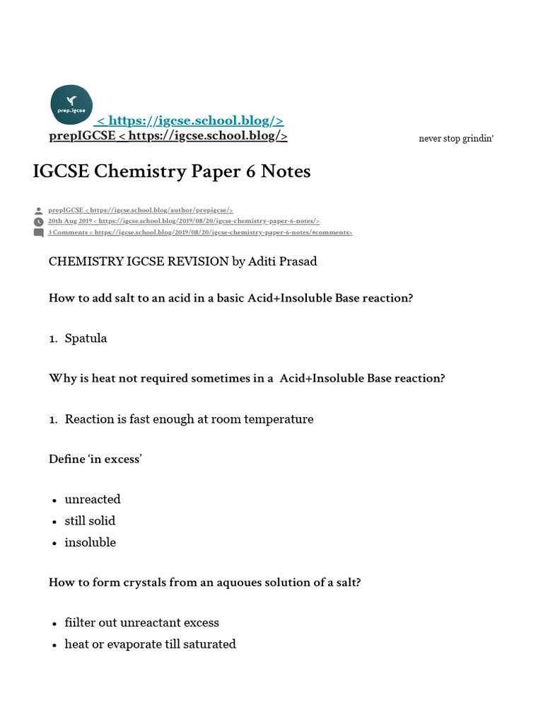 IGCSE Chemistry Crystallisation Guide | PDF | Sulfuric Acid | Solubility
