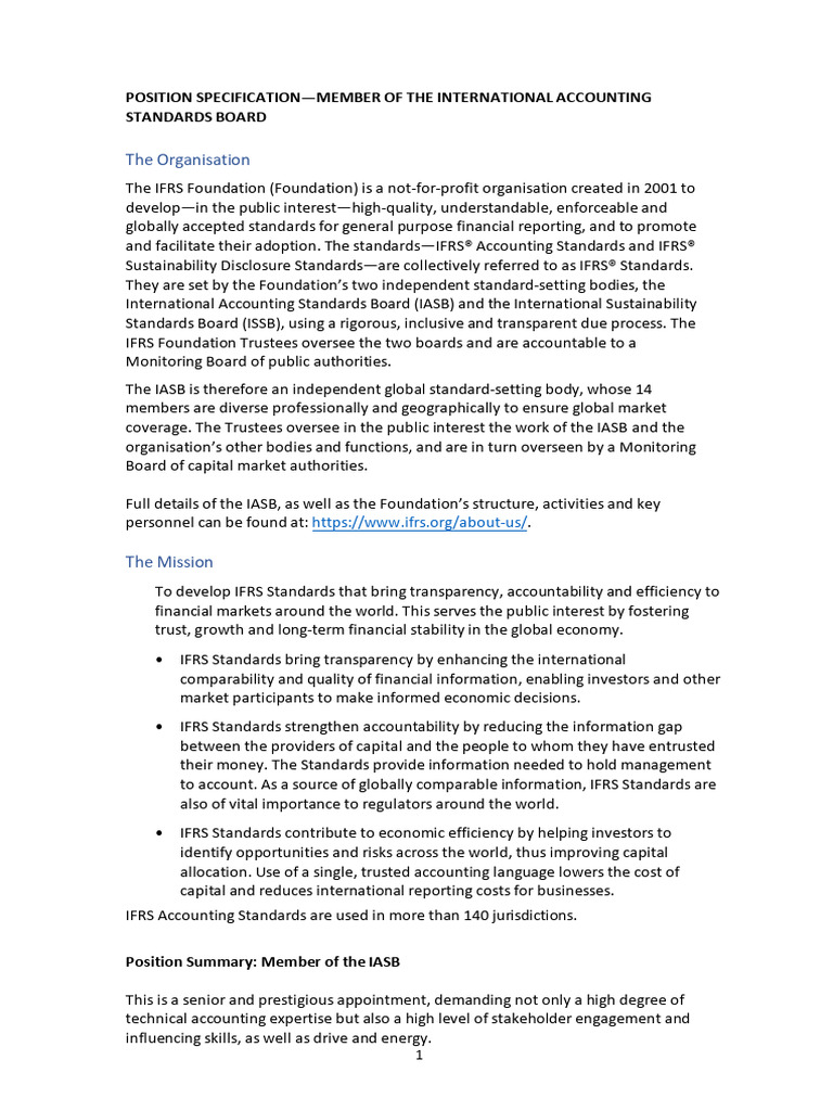 Iasb Member Position Specification | PDF | International Financial Reporting Standards | Accounting