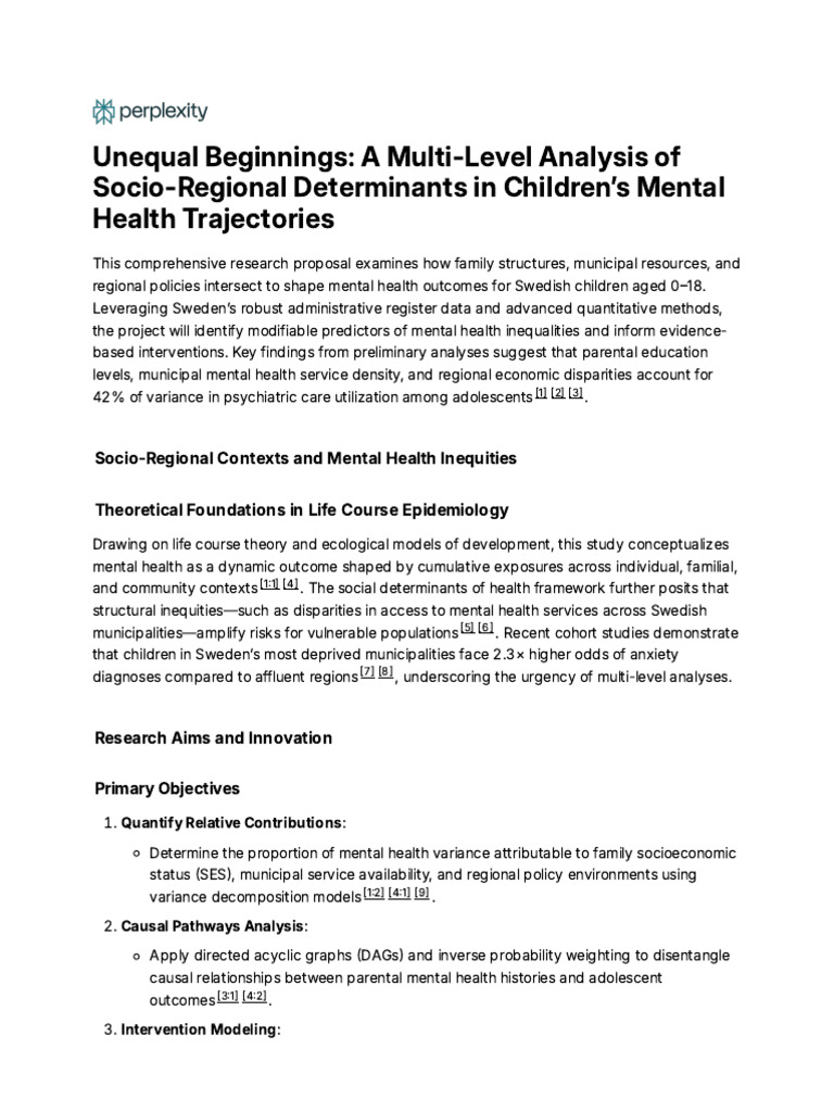 Unequal Beginnings - A Multi-Level Analysis of Soci | PDF | Mental Health