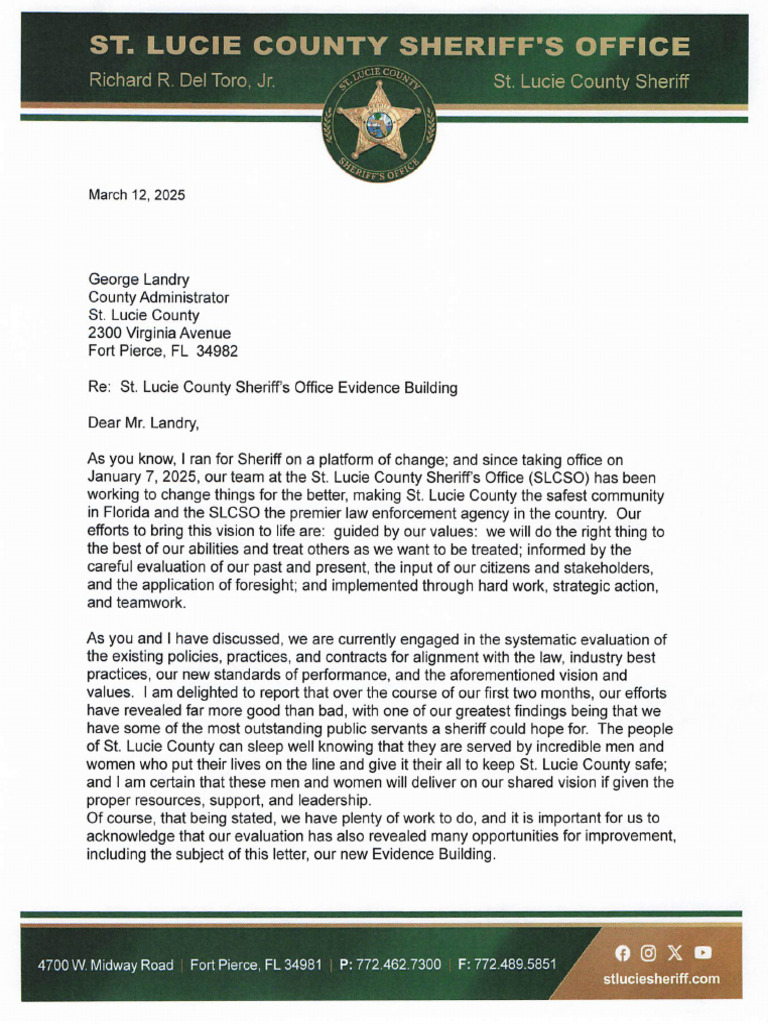 SLCSO Evidence Building Letter To MR Landry | PDF