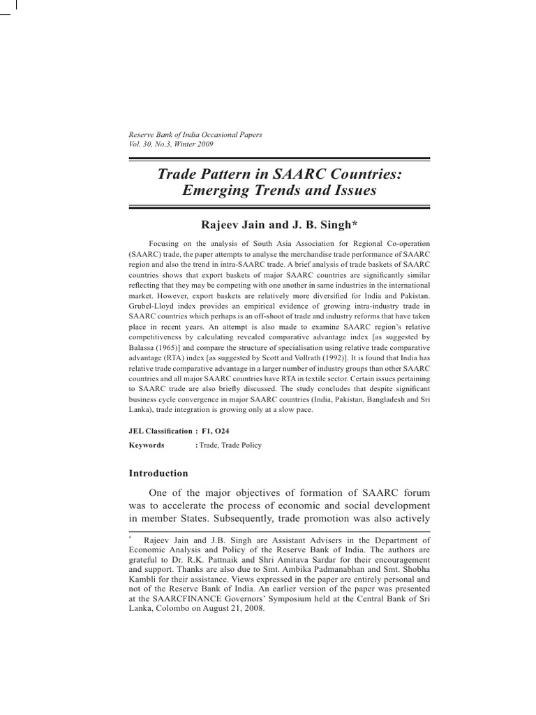Trade_Pattern_in_SAARC_Countries_Emergin | PDF | Government Budget ...