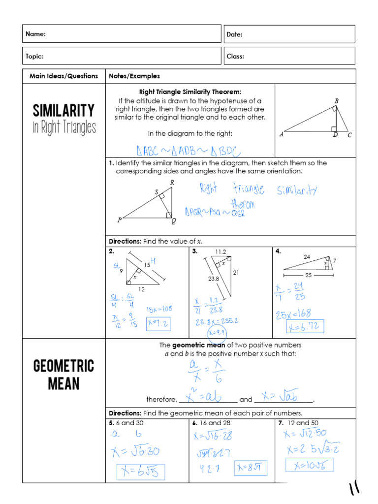 Unit 7 - Right Triangles & Trigonometry | PDF | Geometry | Euclidean Plane Geometry