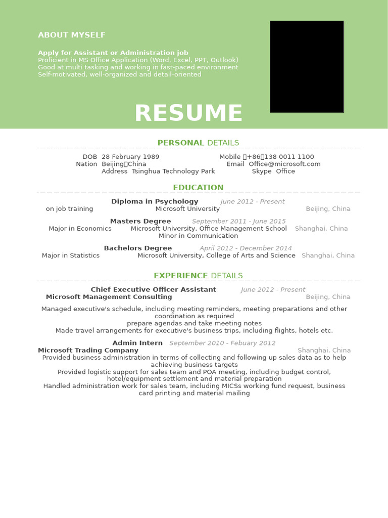 Green Resume Template | PDF