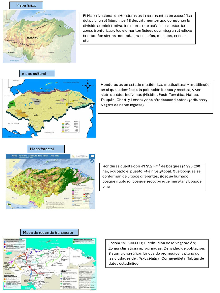 Mapa Nacional y Relieve de Honduras | PDF | Honduras | Mapa