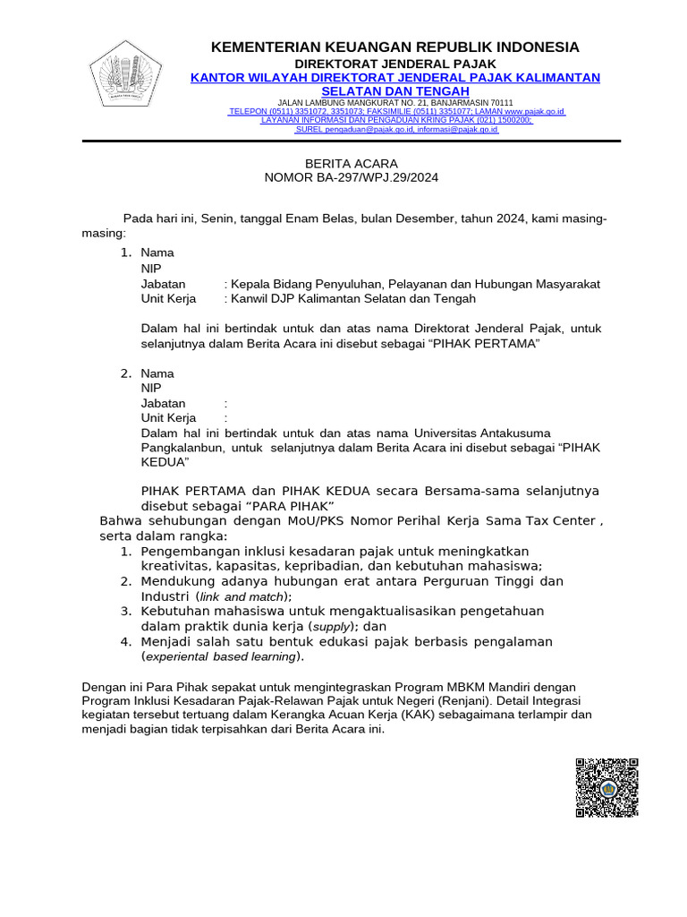 Kerja Sama Pajak Universitas Antakusuma | PDF