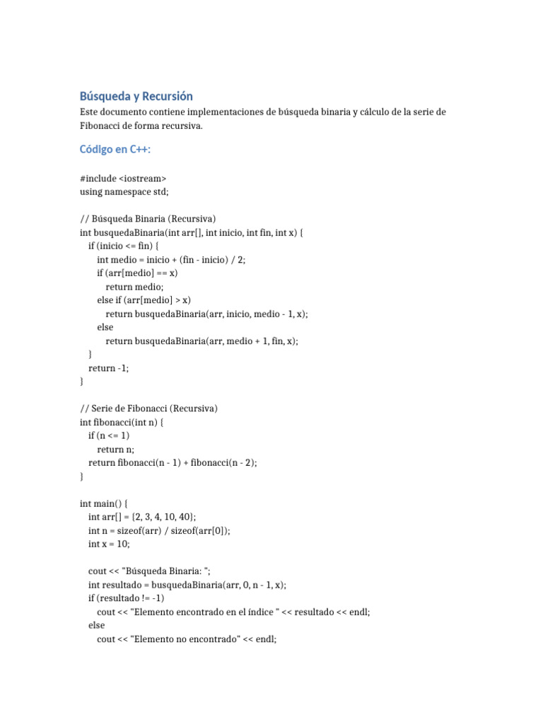 Búsqueda y Recursión | PDF