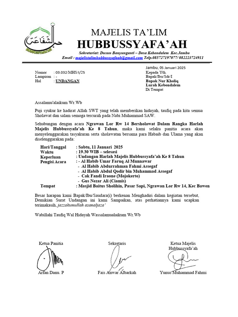 Buka Undangan Harlah MHS Terbaru 2025 | PDF