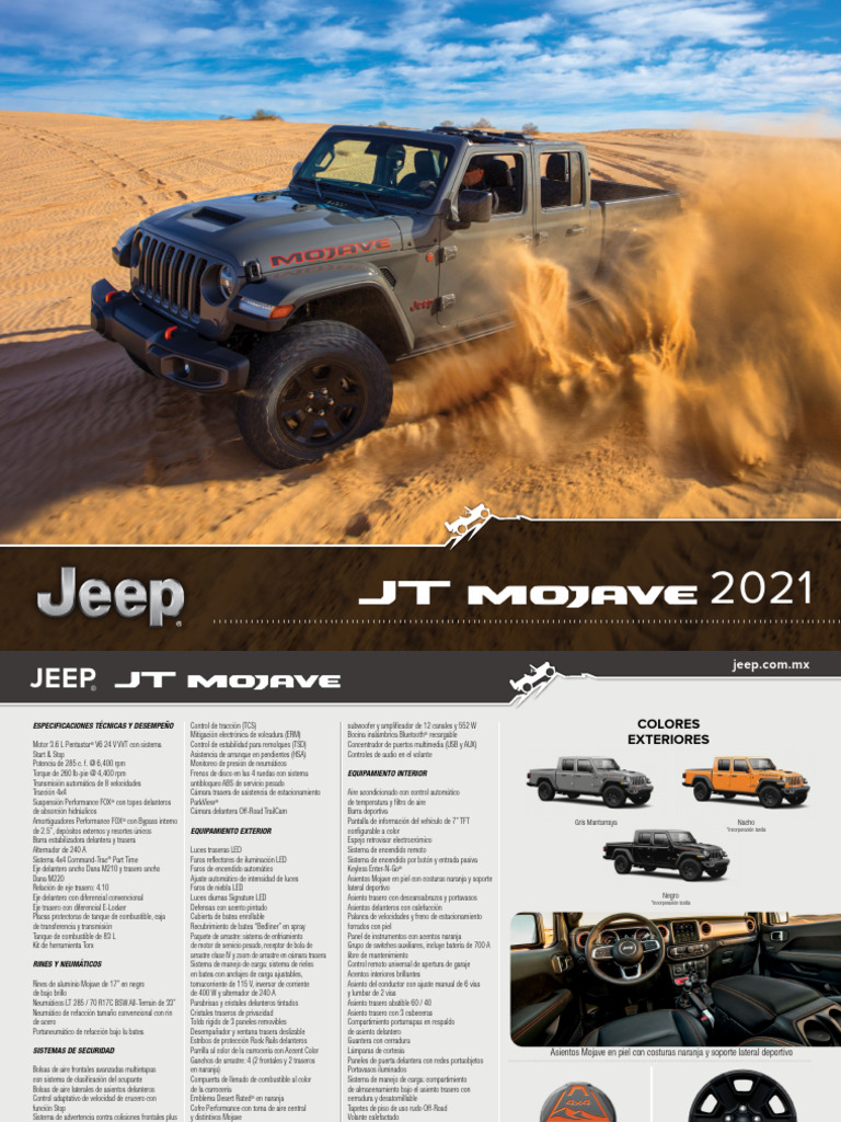 Jeep JT 2021 Ficha Tecnica Mojave | PDF | Sistema de freno antibloqueo | Eje