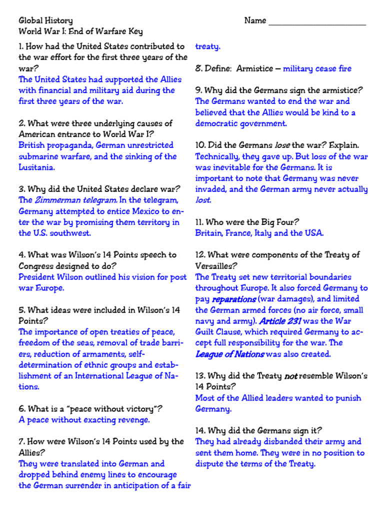 U.S. Contributions and Treaty of Versailles | PDF | German Empire ...